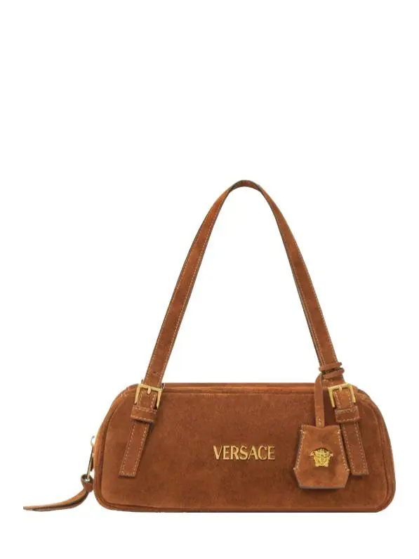 Versace Tag Bowling Shoulder Bag - Brown