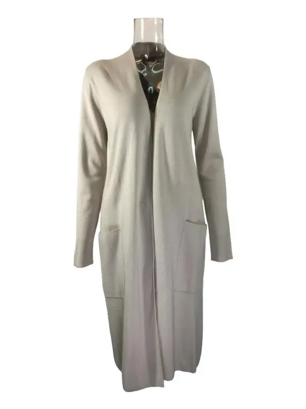 Max Mara Long Cardigan With Belt And Pockets - Gray