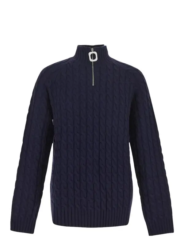 J.W.ANDERSON Jw Anderson Henley Funnel Neck Knitted Jumper - Black