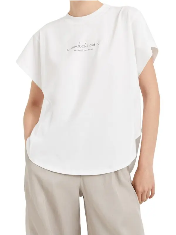 Brunello Cucinelli Slogan Print Cotton T-shirt - No