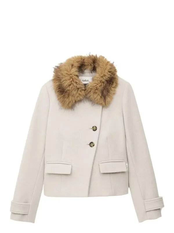 Ba&sh Terry Faux Fur Trimmed Coat - White
