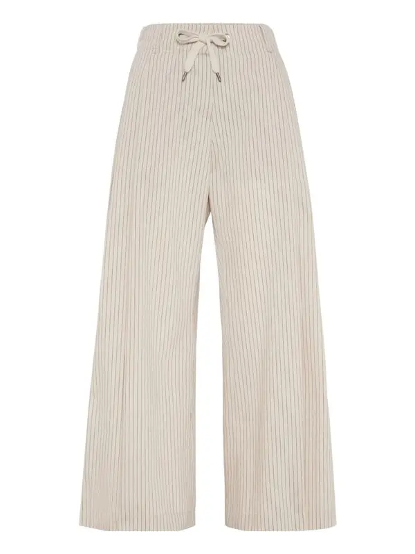 Brunello Cucinelli Striped Casual Wide Leg Pants - No