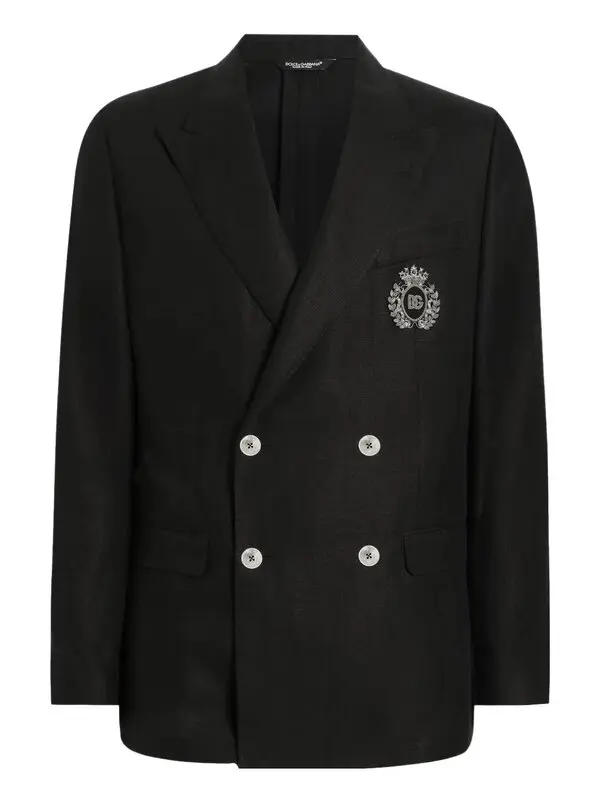 Dolce & Gabbana Heraldic Emblem Double-breasted Tailored Jacket - Black