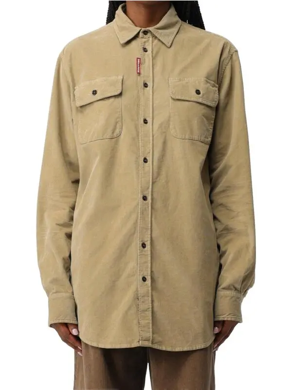 Dsquared2 Long Sleeve Shirt With Patch Pockets - Nude