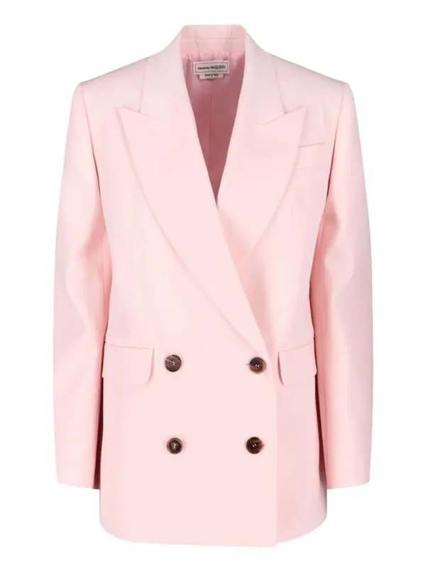 Alexander McQueen Double-breasted Long Sleeved Blazer - Pink