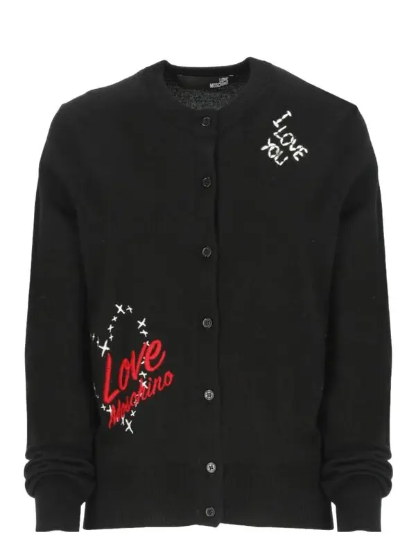 Moschino Embroidered Button Sweater - Black