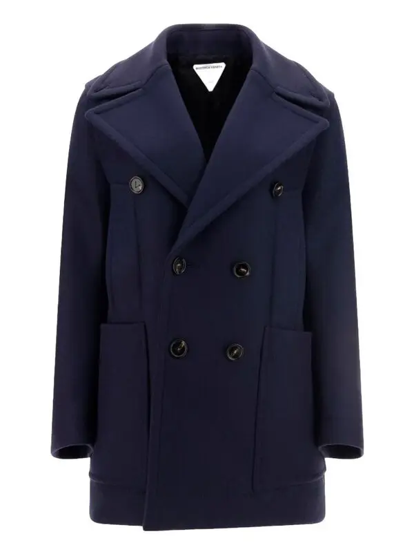 Bottega Veneta Curved Shape Felted Coat - Blue