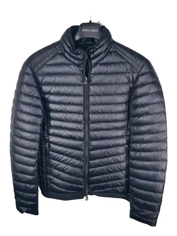 Emporio Armani Quilted Down Jacket With Vertical Collar - Black