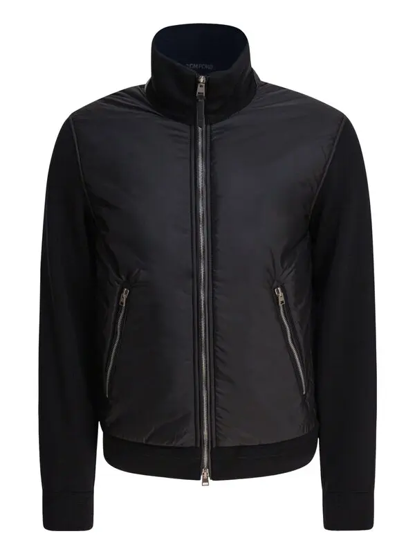 TOM FORD Stand Collar Zip-up Jacket - Black