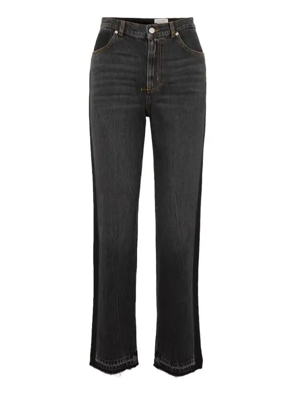 Alexander McQueen Flared Denim Jeans With Button Detail And Zipper Closure - Black
