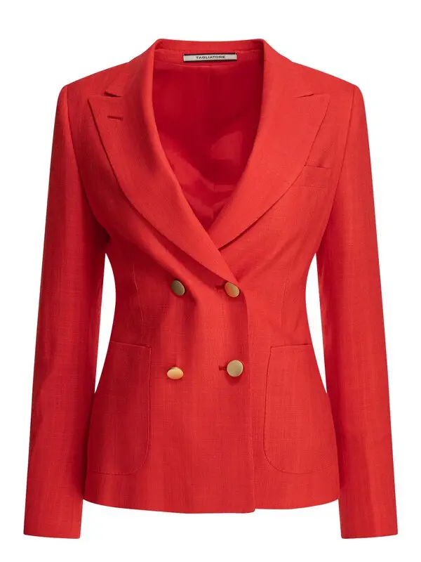Tagliatore Double-breasted Tailored Jacket With Peak Lapels - Red