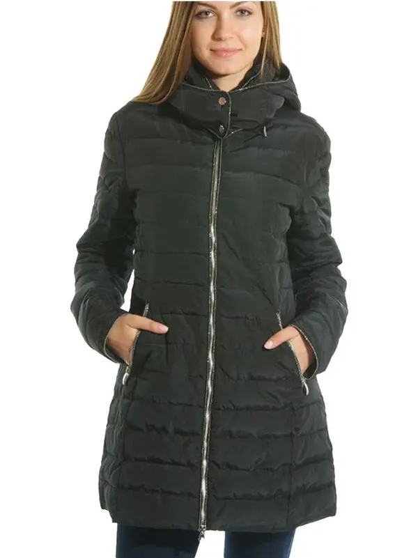 Emporio Armani Quilted Hooded Down Jacket With Logo Detail - Black