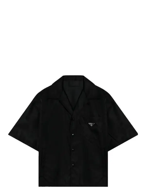 Prada Triangle-logo Short-sleeved Shirt - Black