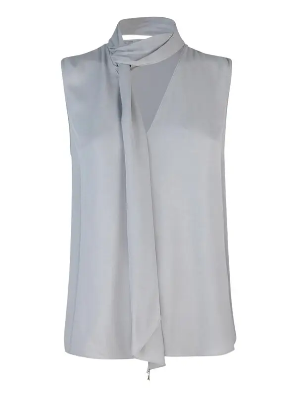 Patrizia Pepe Sleeveless V-neck Top With Belt Detail - Grey