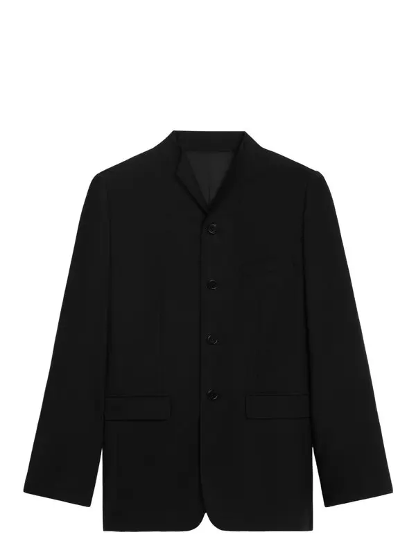 Celine Diagonal Wool Wing Collar Jacket - Black