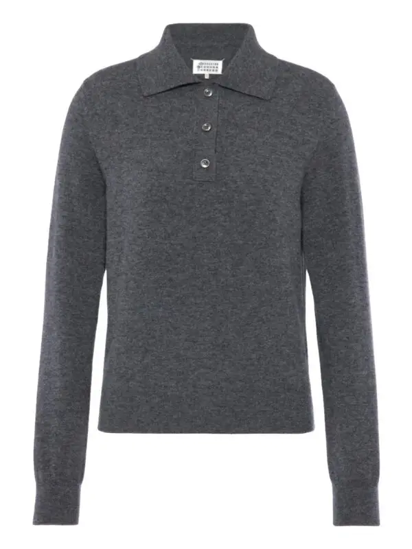MAISON MARGIELA Knitted Polo Top - Black