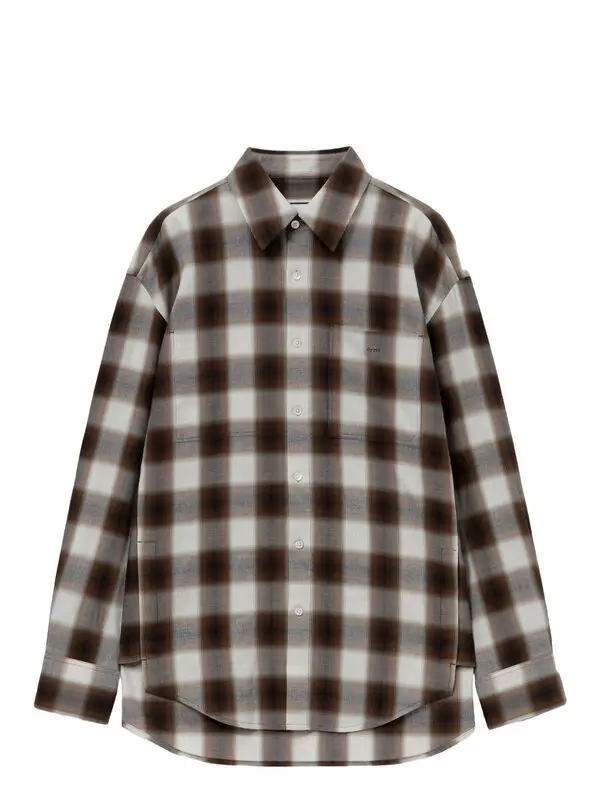 WOOYOUNGMI Check Logo Patch Shirt - Gray