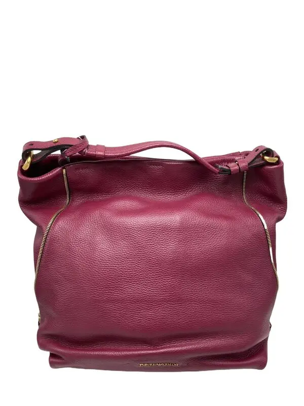 Emporio Armani Leather Lettering Shoulder Bag - Red