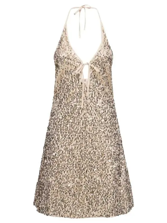 ROTATE BY BIRGER CHRISTENSEN Embellished Sequin Mini Dress - Nude