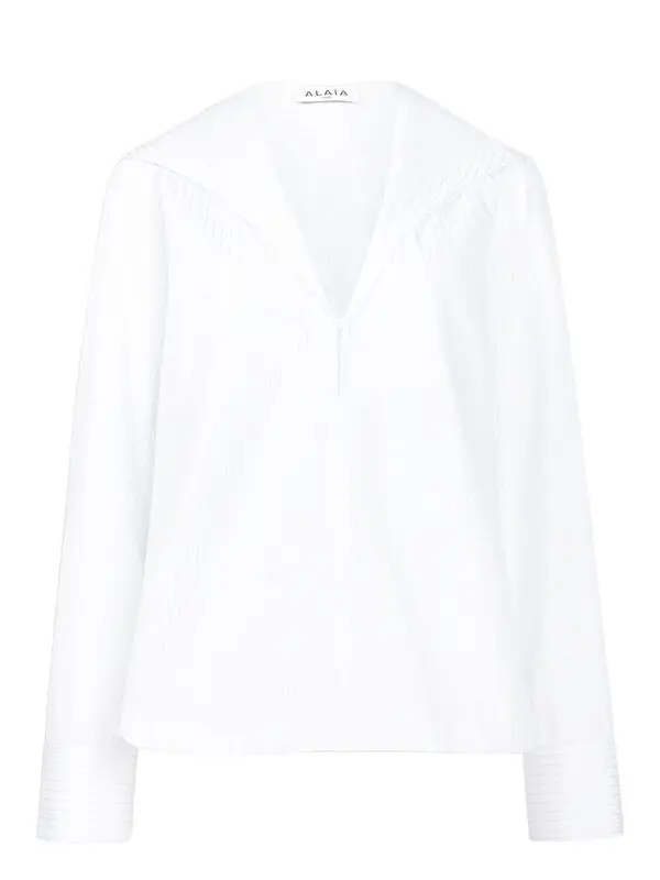 Alaïa Hooded Poplin Shirt With V-neckline And Buttoned Cuffs - No