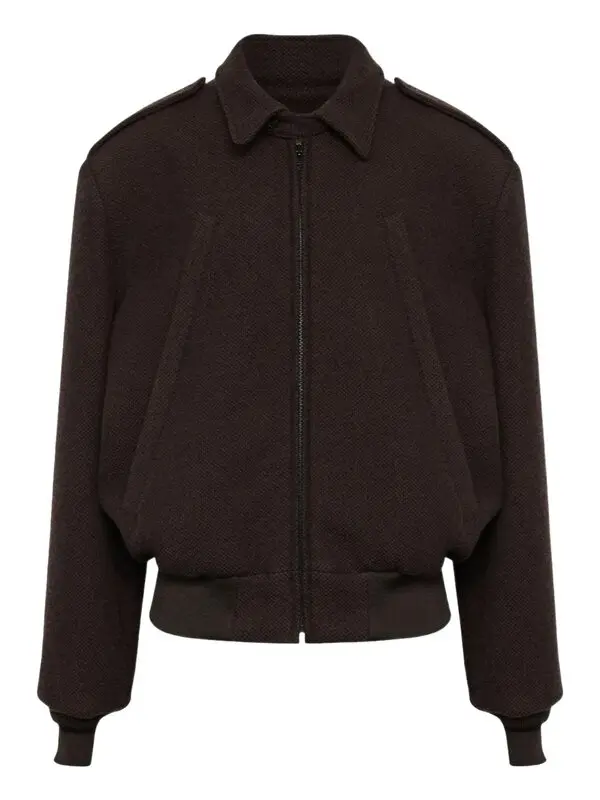 MAISON MARGIELA Pointed Collar Zip Up Jacket - Black