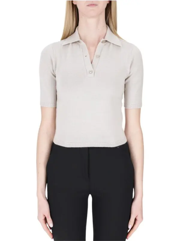 Max Mara Short-sleeved Wool Polo Shirt - White