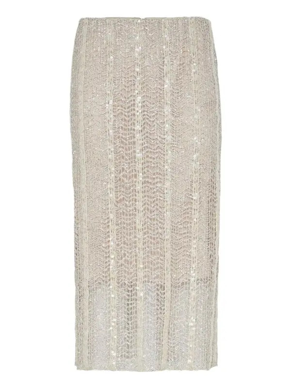 Brunello Cucinelli Sequin Embellished Midi Skirt - Nude