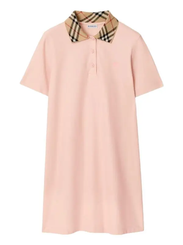 Burberry Check Collar Polo Shirt Dress - Pink Bouquet
