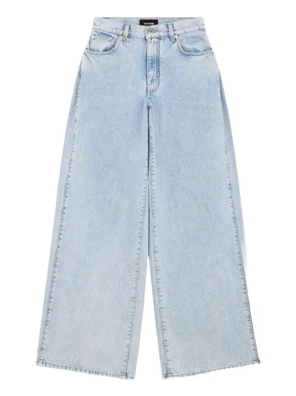 We11Done Low-rise Faded Wide-leg Denim Jeans - Sky