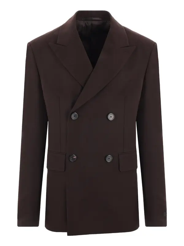 Prada Double Breasted Tailored Blazer - Ebony