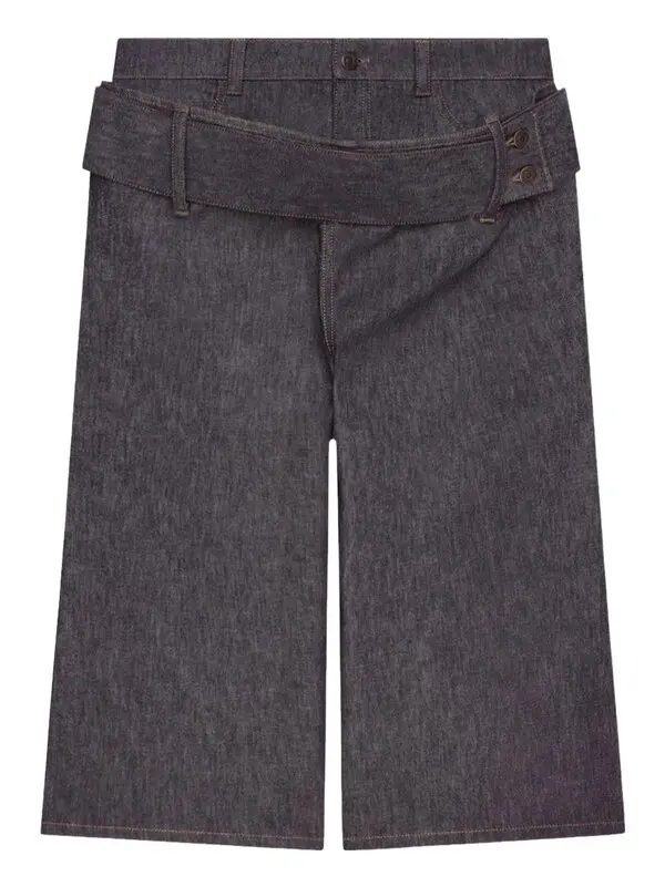 COURREGES Double Belted Denim Culotte Shorts - Dark Gray
