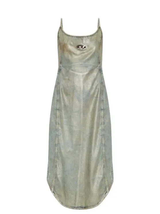 DIESEL® De-vera-s Logo-detail Midi Dress - Gray