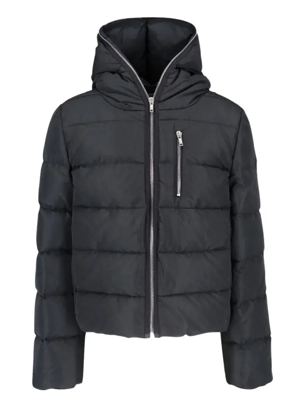 Rick Owens Down Zip-up Hooded Jacket - Black