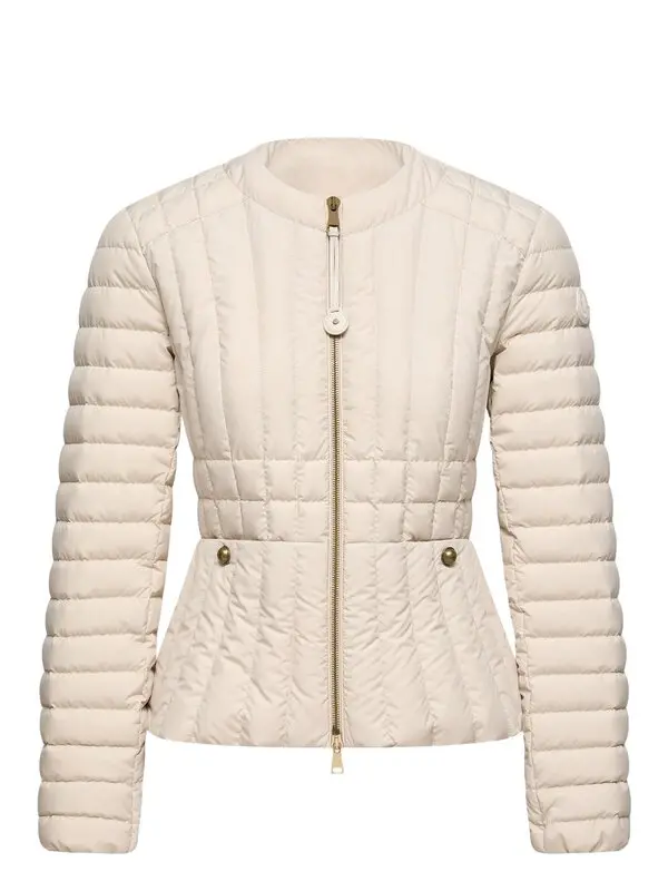 Moncler Menthe Vertical-quilted Short Down Jacket - Light Beige