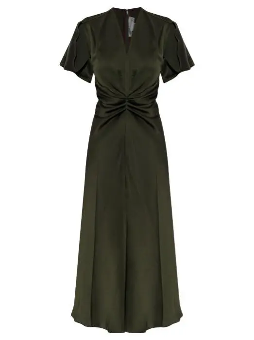 Victoria Beckham Draped V-neck Dress - Black