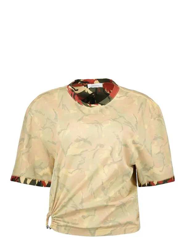 Rabanne Camouflage Printed Cut-out T-shirt - Nude