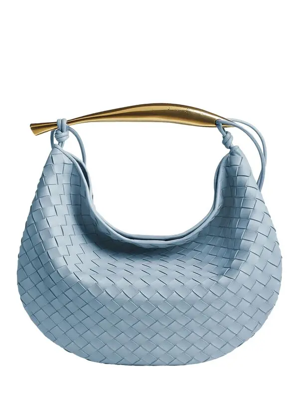 Bottega Veneta Large Sardine Woven Leather Bag With Metal Top Handle - Icy-blue