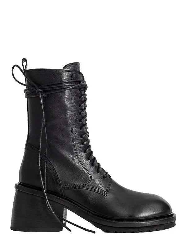 ANN DEMEULEMEESTER Leather Combat Boots - Black