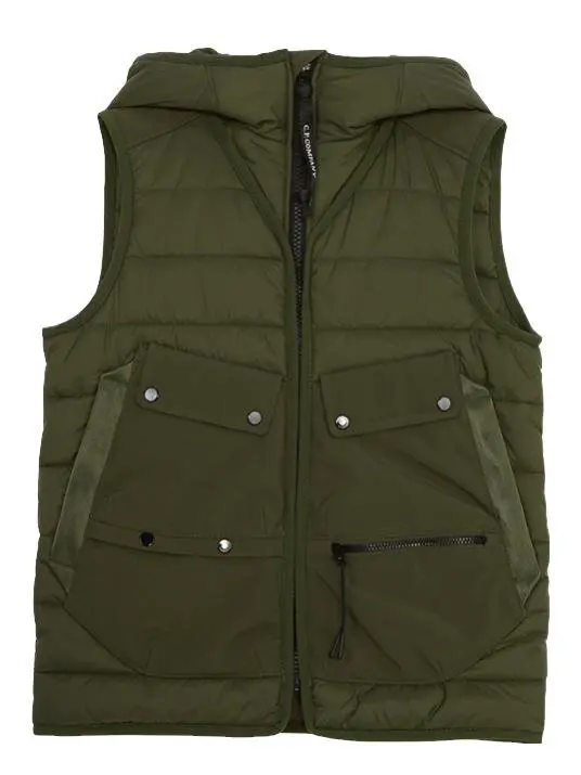 C.P. COMPANY Hooded Quilted Vest - Green