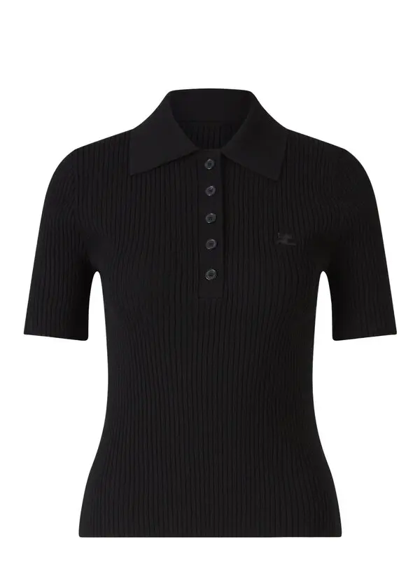COURREGES Courrèges Rib Knit Polo Shirt - Black