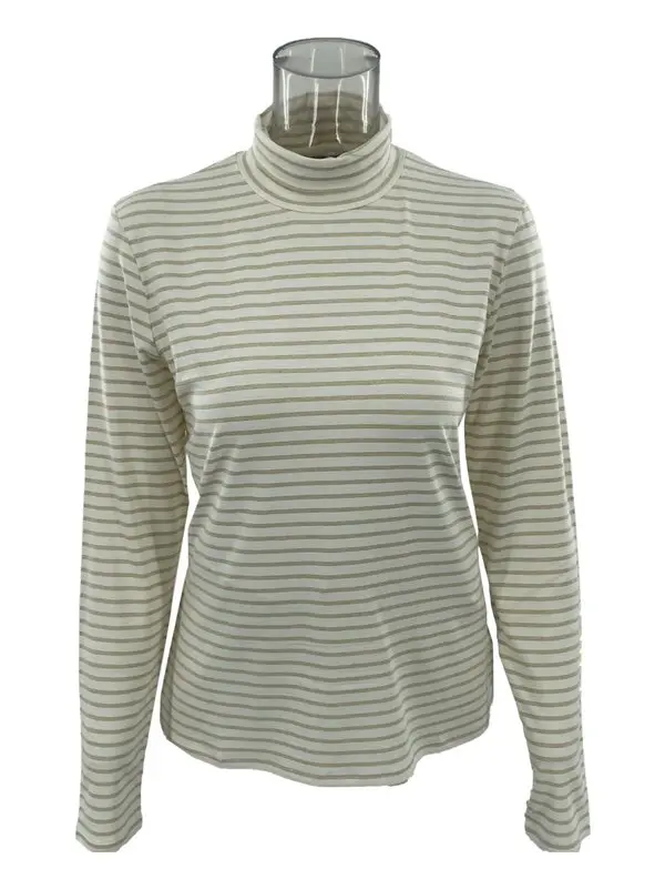 Max Mara Striped High Neck Long Sleeve Top - Gray