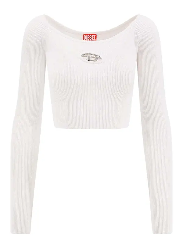 DIESEL® Ribbed Knit Off-the-shoulder Cropped Top - No