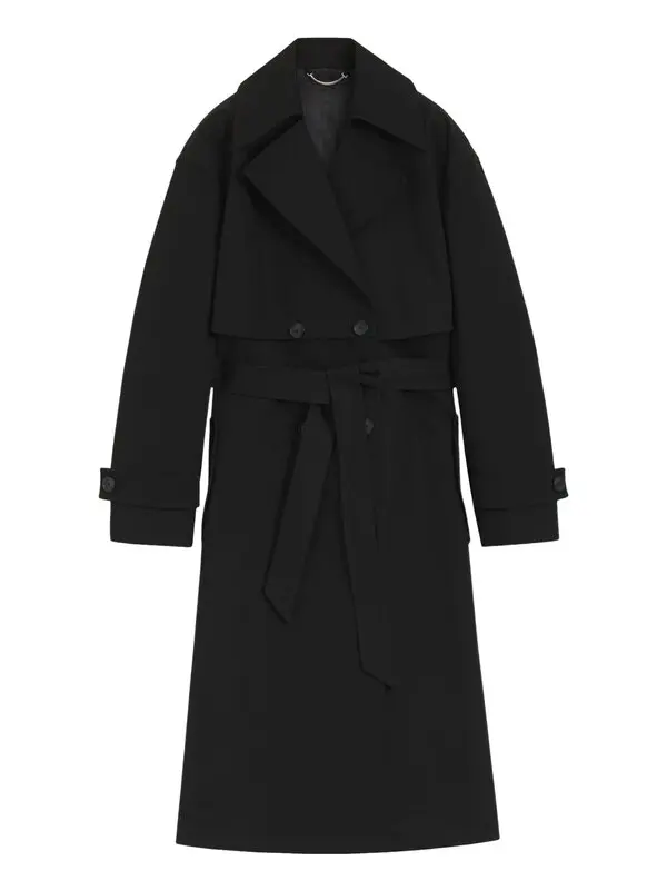 Hugo Boss Belted Trench Coat In Stretch Cotton - Black