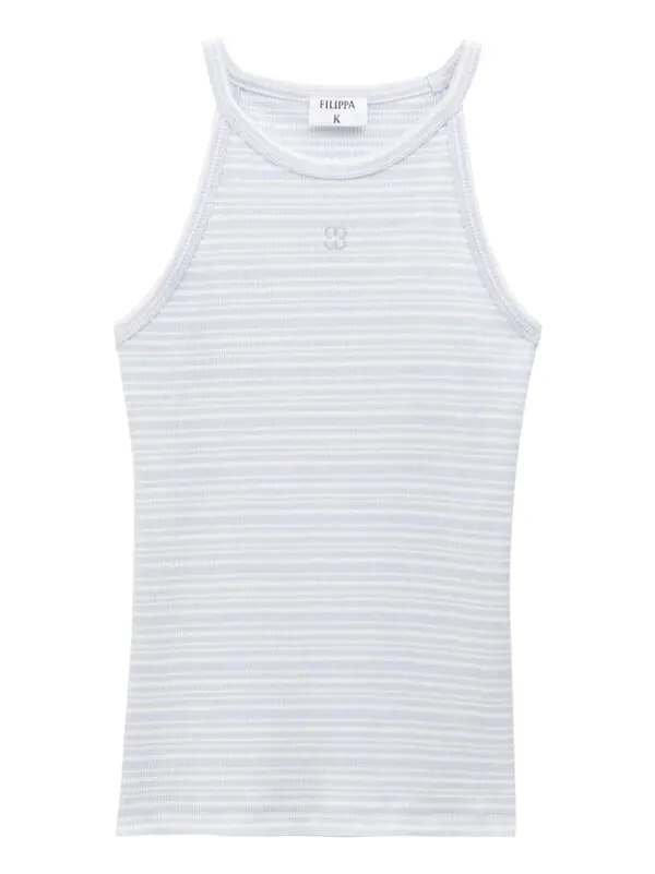 Filippa K Monogram-embroidered Striped Organic Cotton Tank Top - No