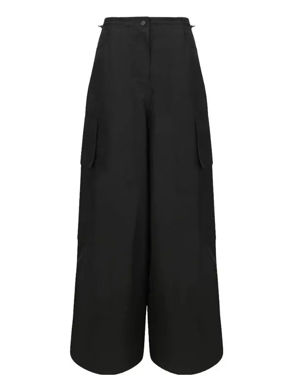 Palm Angels Drawstring Hem Wide Leg Trousers - Black