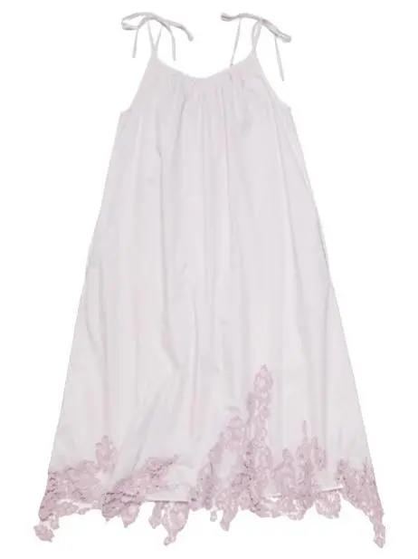 Acne Studios Floral Lace Detail Poplin Midi Dress - Pale Lilac