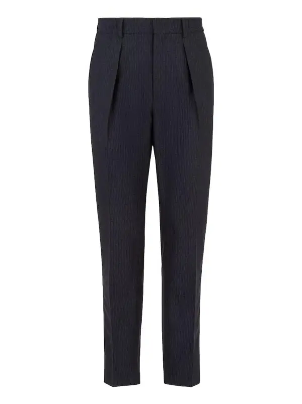 Fendi Straight-leg Tailored Pants With Ff Stripes Jacquard - Blue