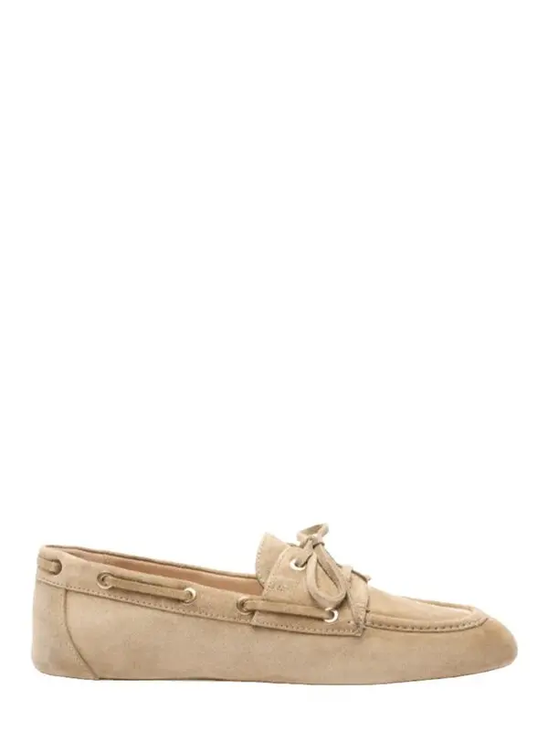 STUART WEITZMAN Tinsley Moccasin Flats With Lace-up Detail - Nude
