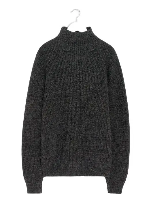 LEMAIRE High-neck Ribbed Sweater - Black / Mink Brown
