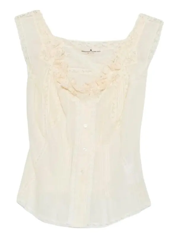 Ermanno Scervino Sleeveless Lace Detail Top - White
